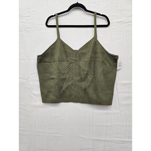 Auden | Tops | Auden Womens Olive Green Ribbed Knit Cami Tank Top Vneck ...